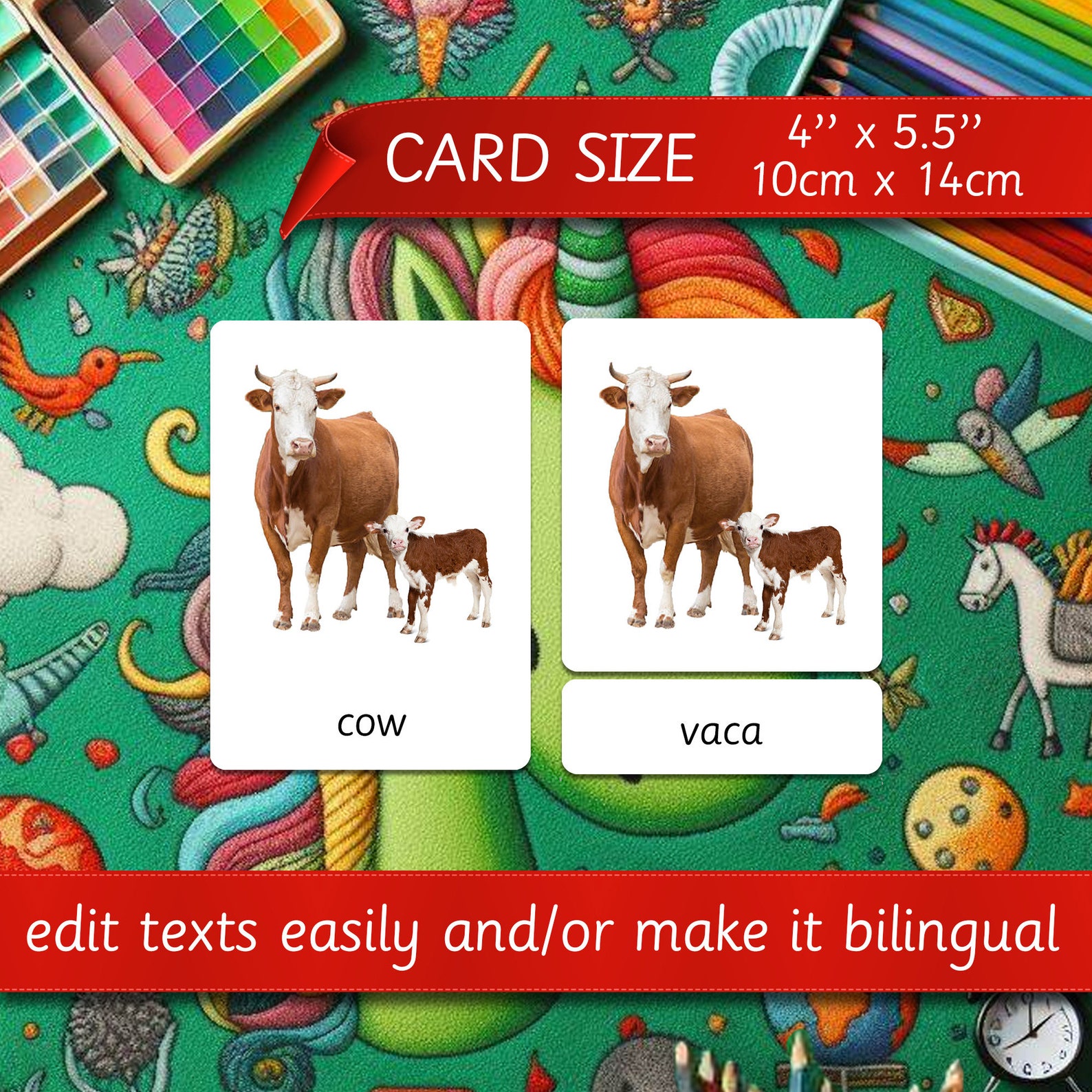 FARM ANIMALS 18 Printable Flash Cards Motessori Method Learning ...