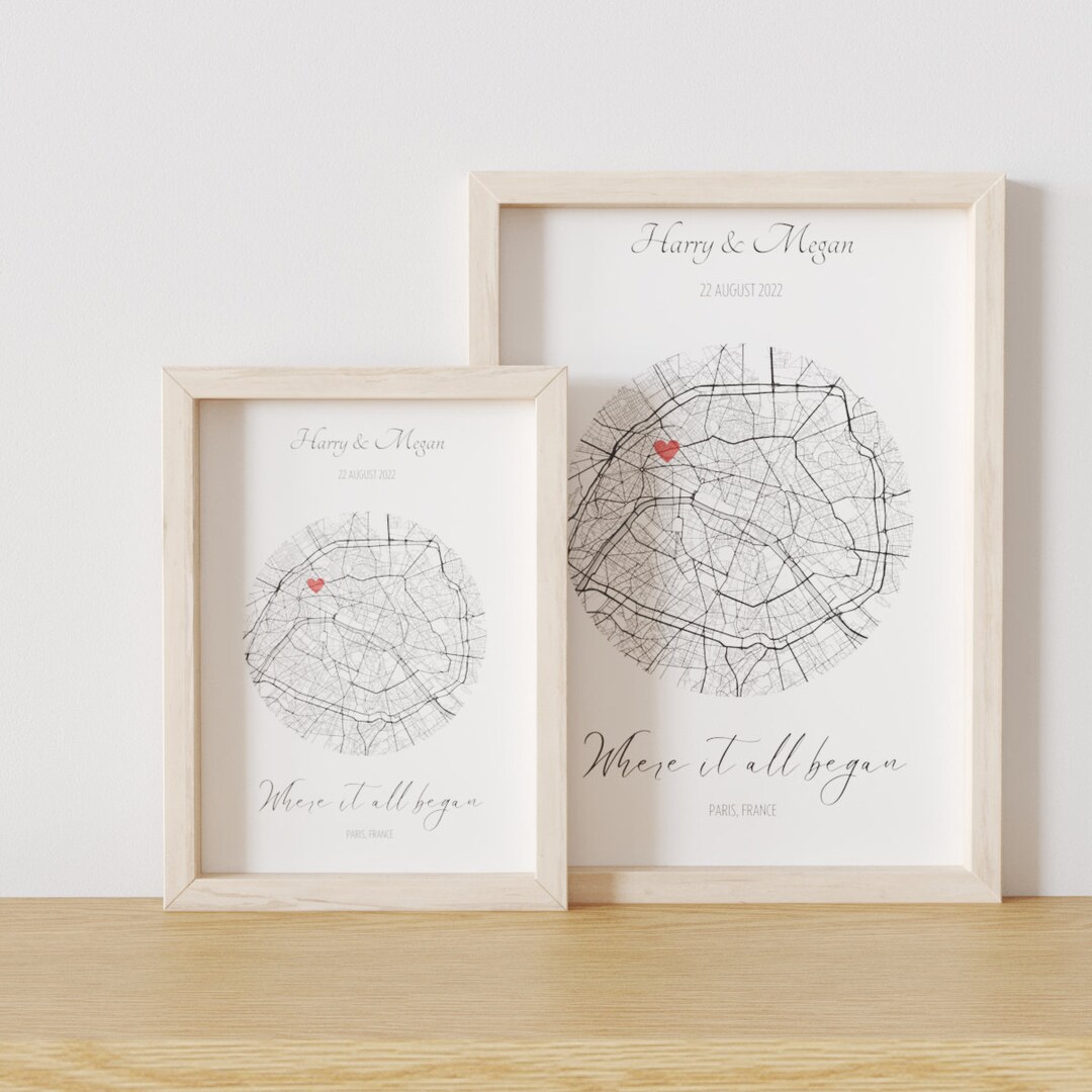 Personalized Map, Gift Map, Anniversary Gift, Valentine's Gift, Wedding ...