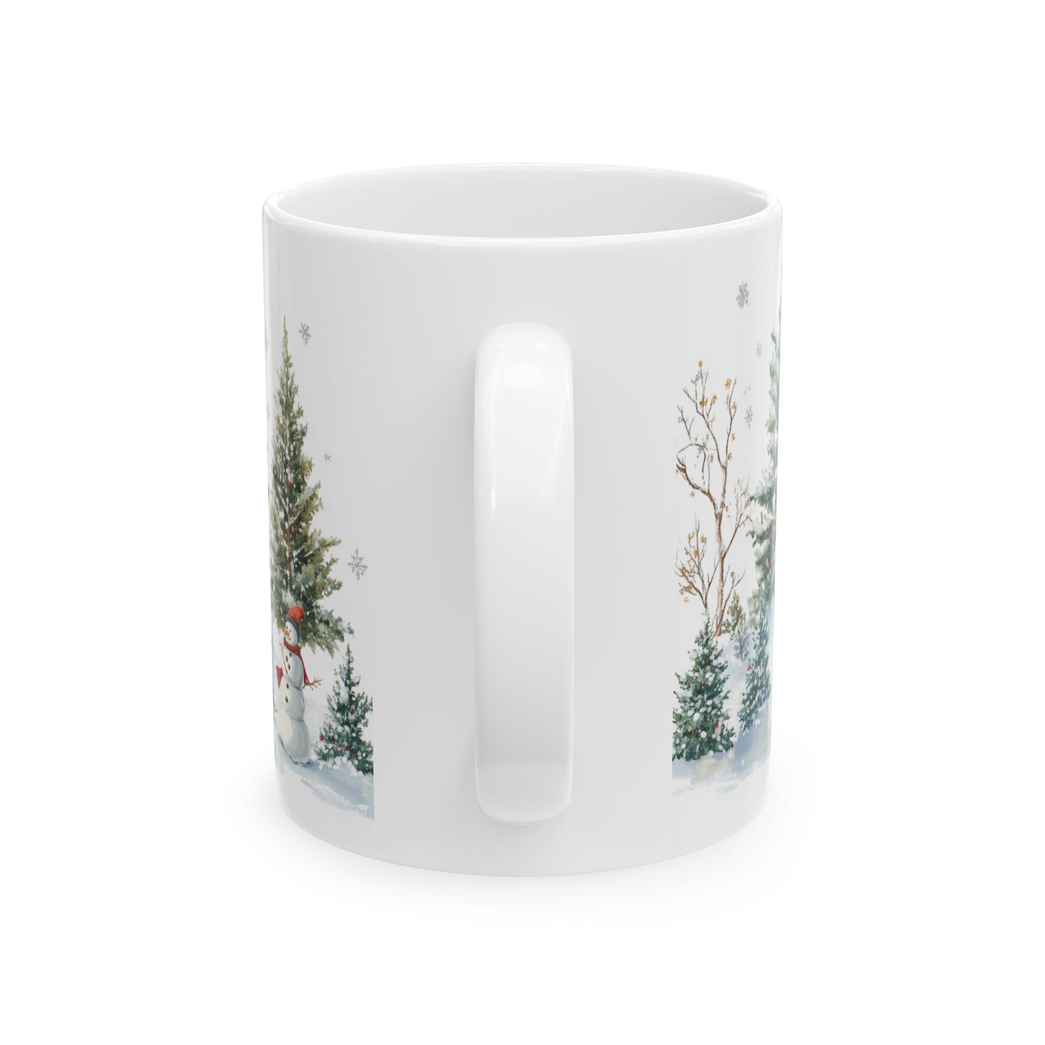 Cozy Winter Wonderland Mug Snowy Cabin, Snowmen Festive Holiday Scene ...