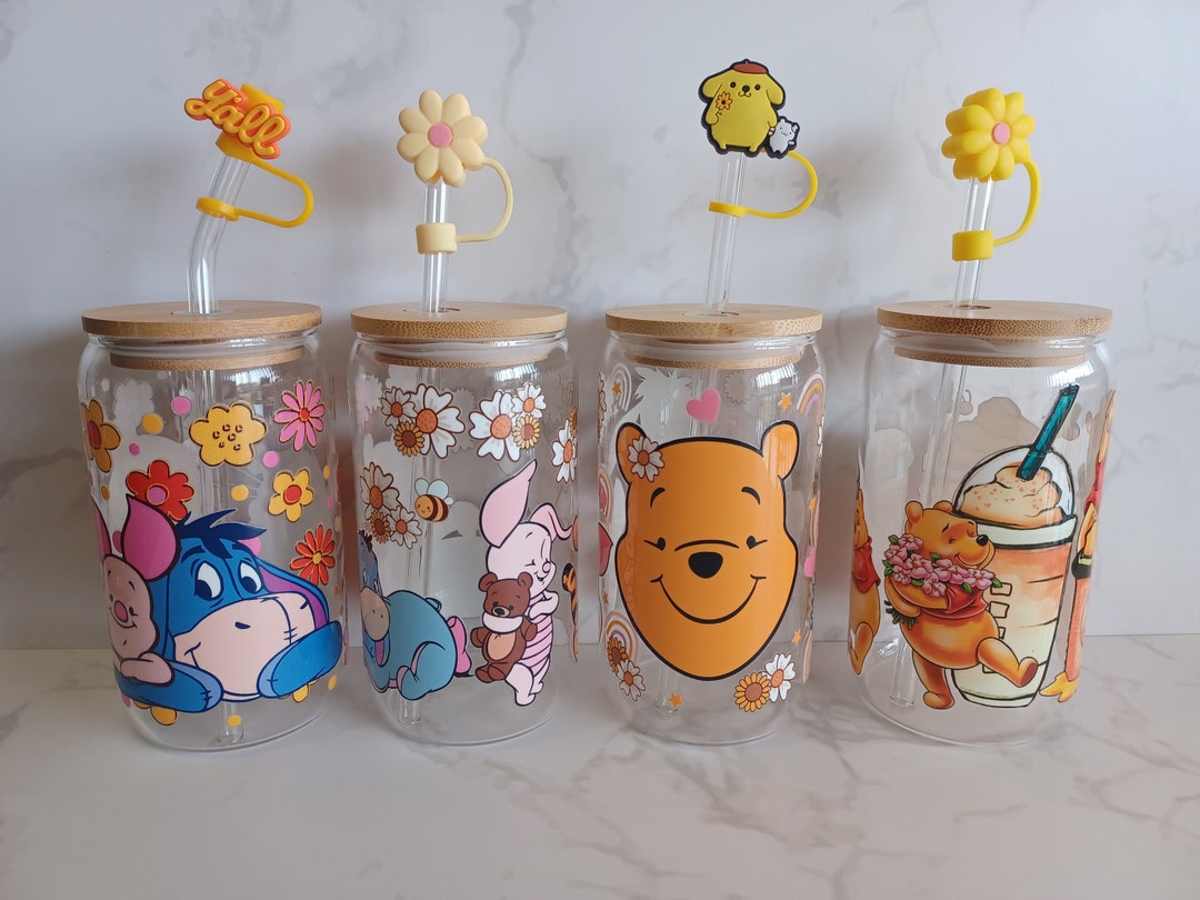 Winnie the Poohtumbler, Iced Coffee Glass, Pooh and Friends Glass Cup ...