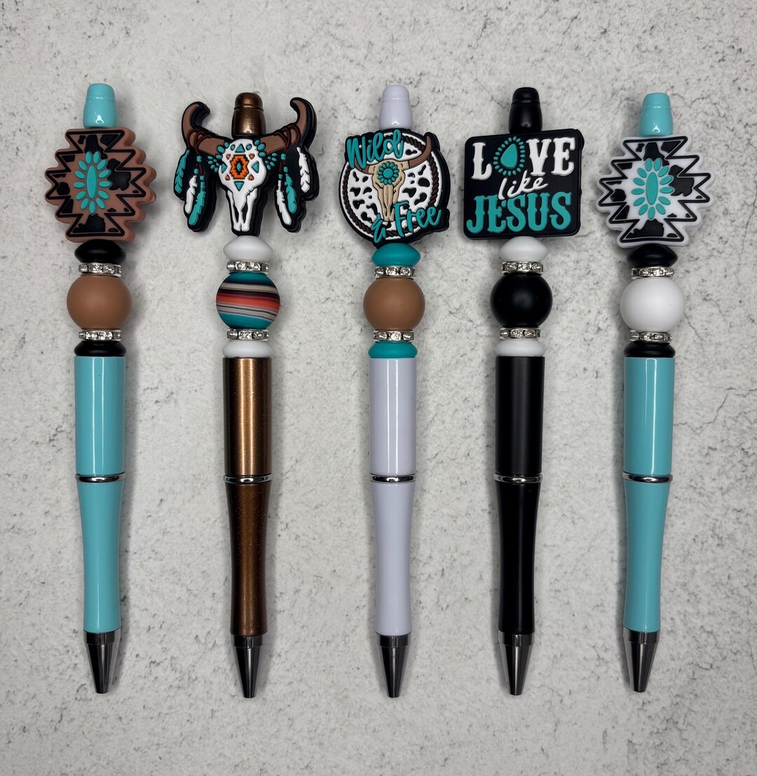 Western Beaded Pen, Western Topper, Cowgirl Stationery - Etsy