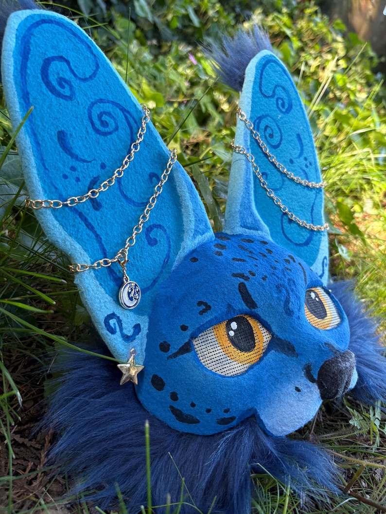 Blue Serval Ethereal Therian Cat Mask Larping Renfair Gear || Lined and ...