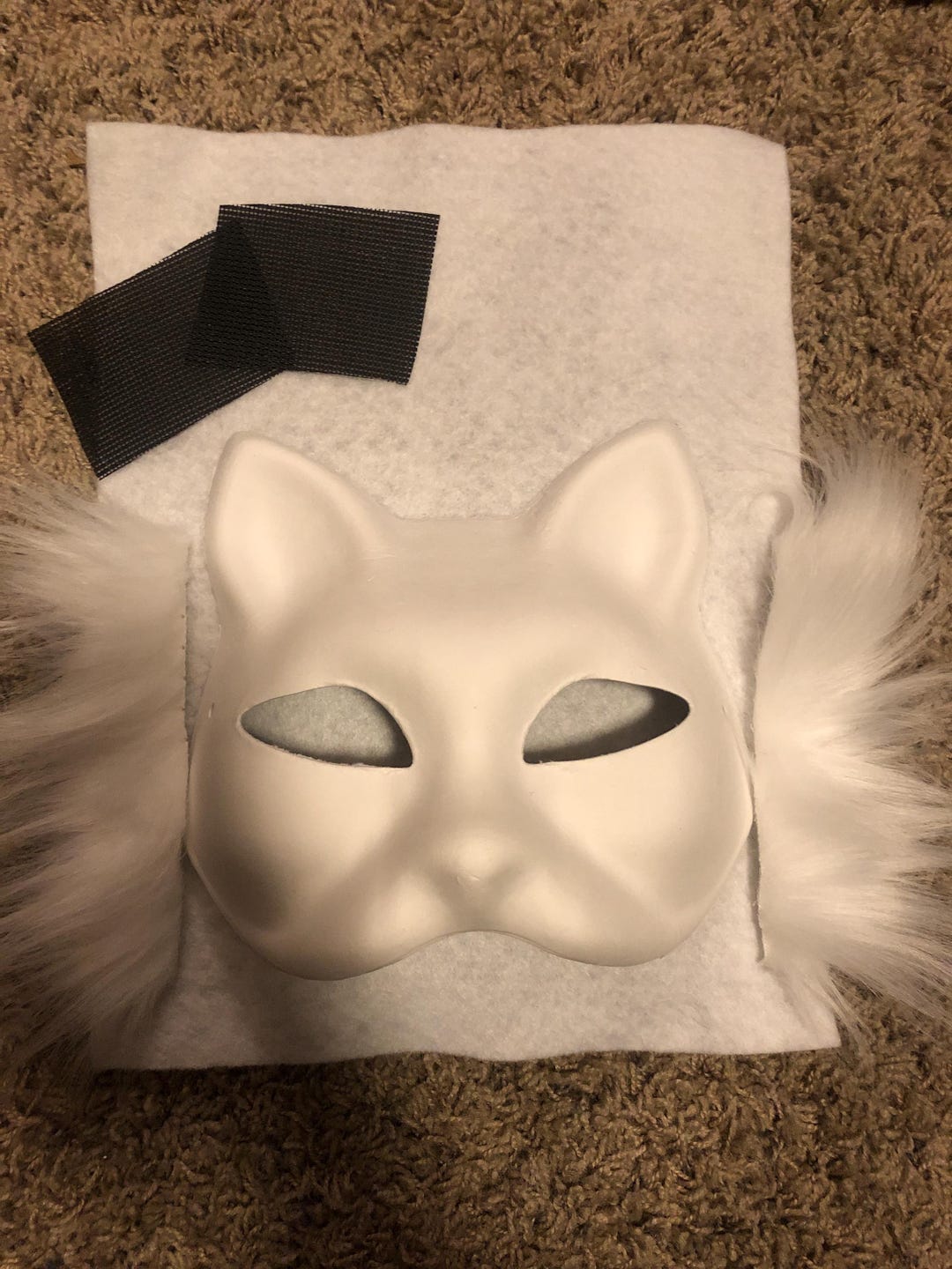 Blank White Cat Therian Mask Kit With Fur and Eye Mesh - Etsy