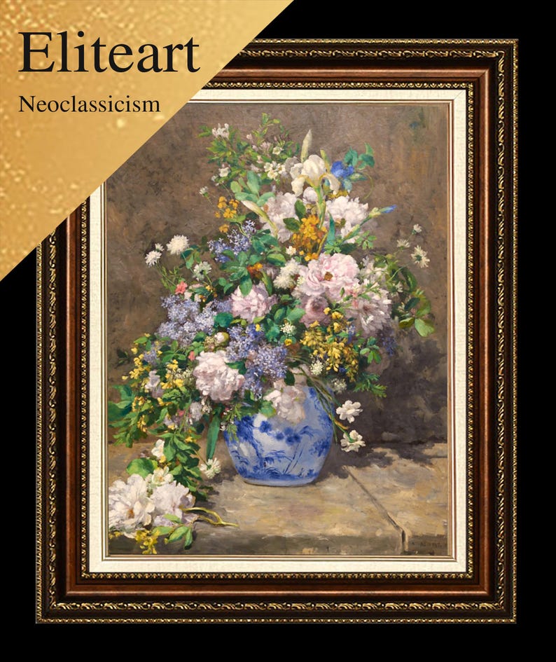 ELITEART- Spring Bouquet, 1866 Painting by Pierre Auguste Renoir Oil ...