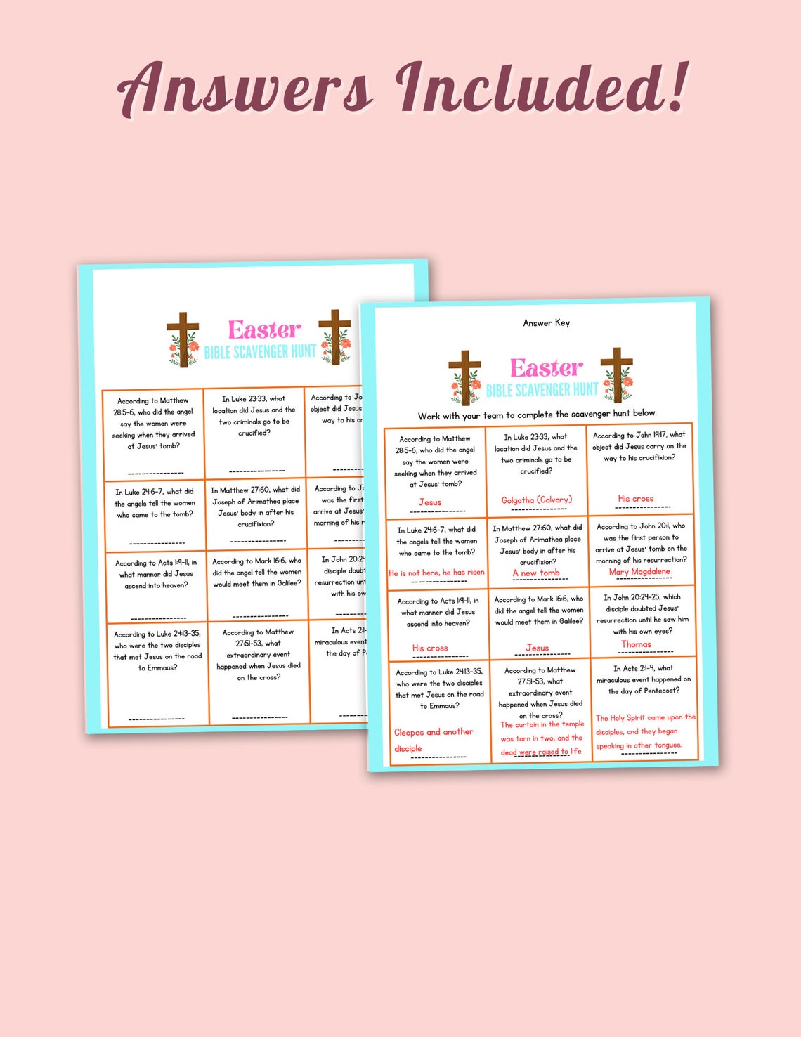 Easter Scavenger Hunt Printable Bible Scavenger Hunt Fun Scripture ...