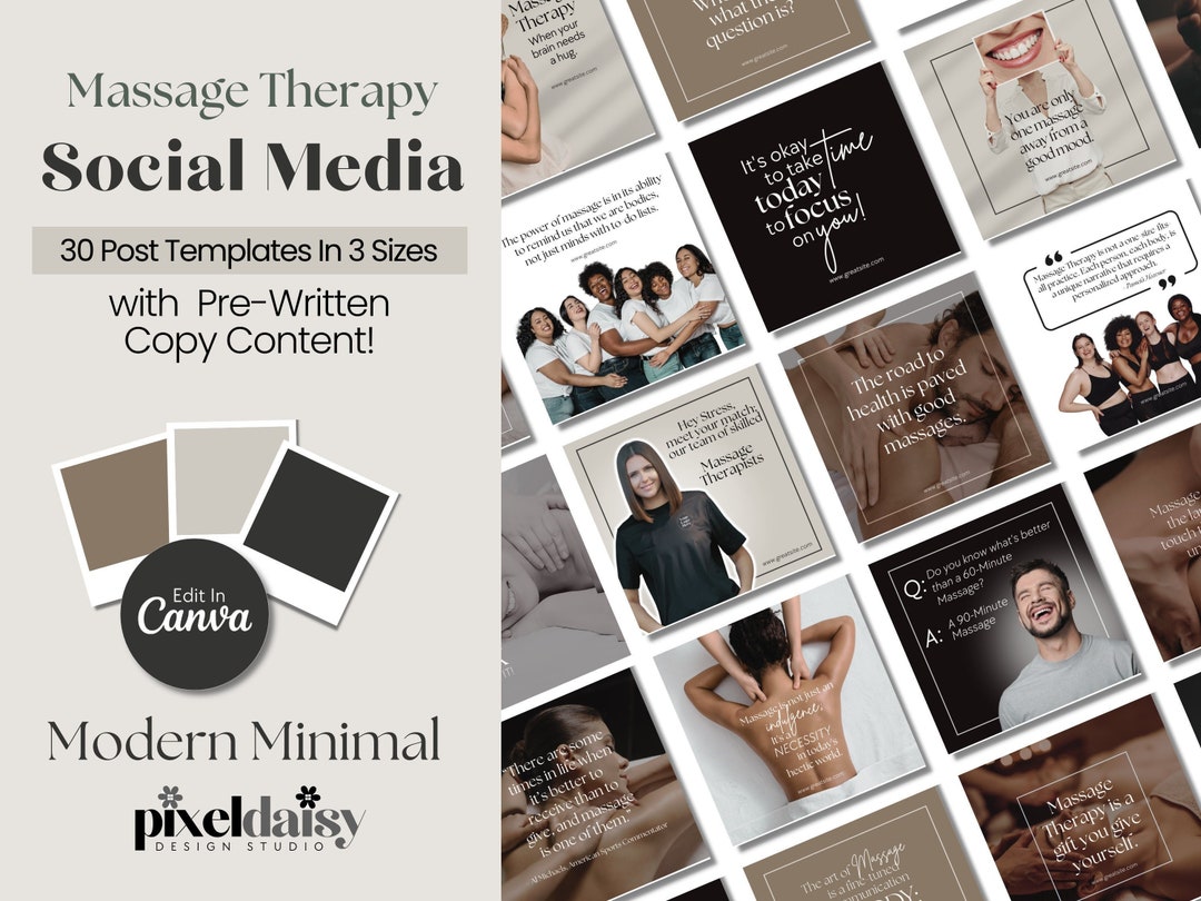 Massage Therapy Instagram Social Media Template Bundle Massage ...