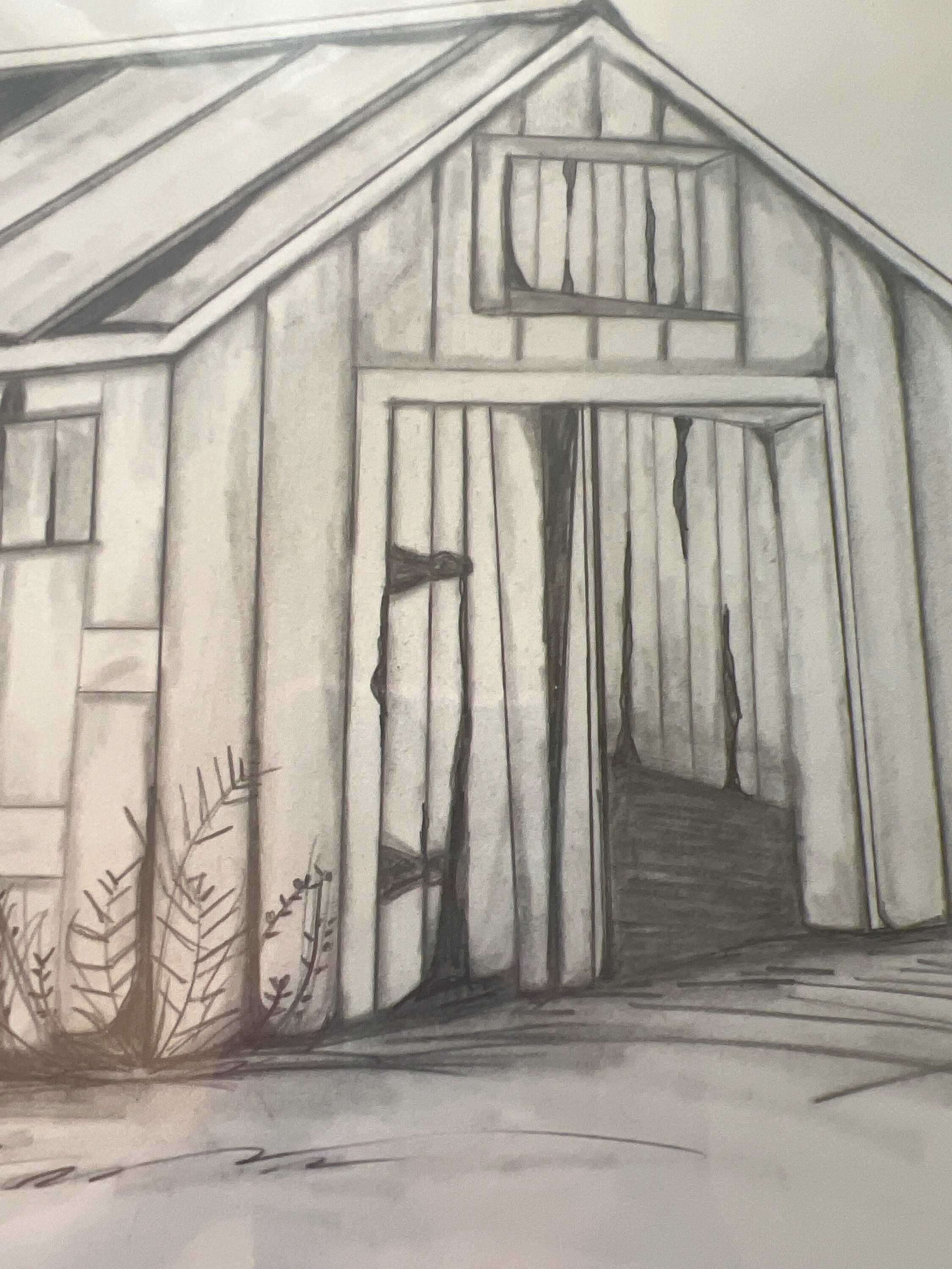 Pencil Drawing Broken Barnhouse - Etsy