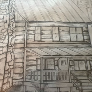 Pencil Drawing Cabin in the Woods, Dreamhome, Rustic Living. - Etsy