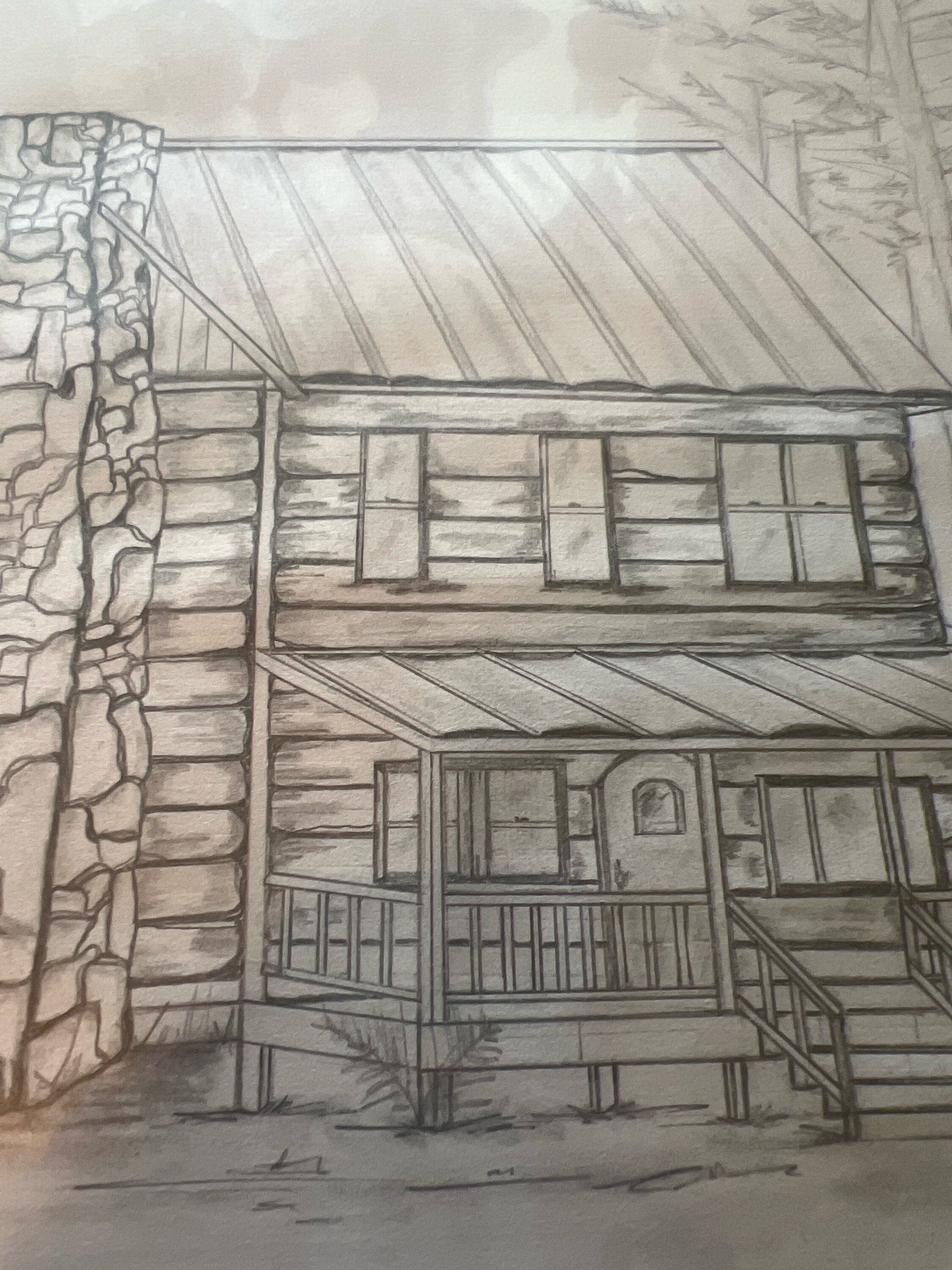 Pencil Drawing Cabin in the Woods, Dreamhome, Rustic Living. - Etsy