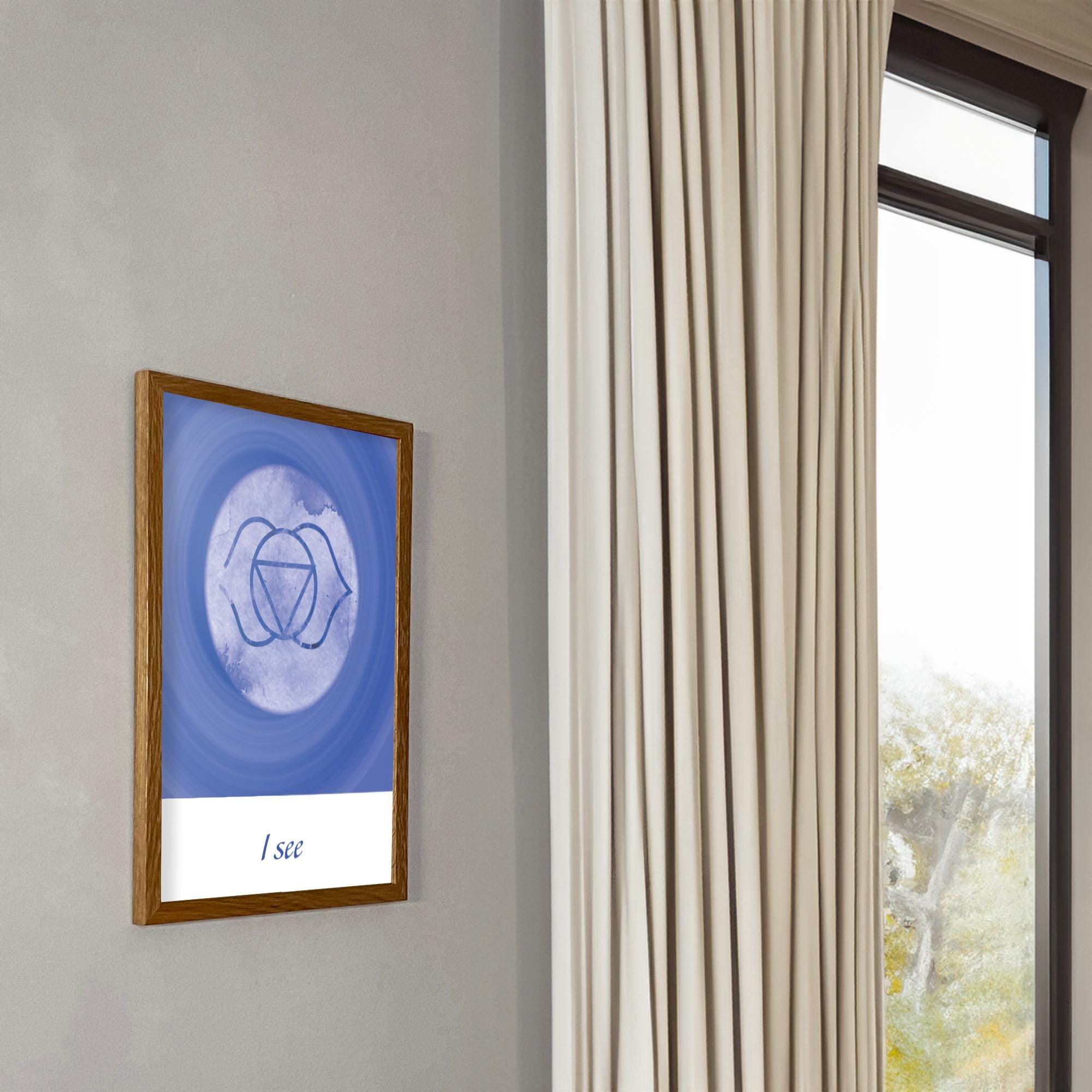 Indigo Third Eye Chakra Wall Art Meditative Yoga Symbols Print Calming ...