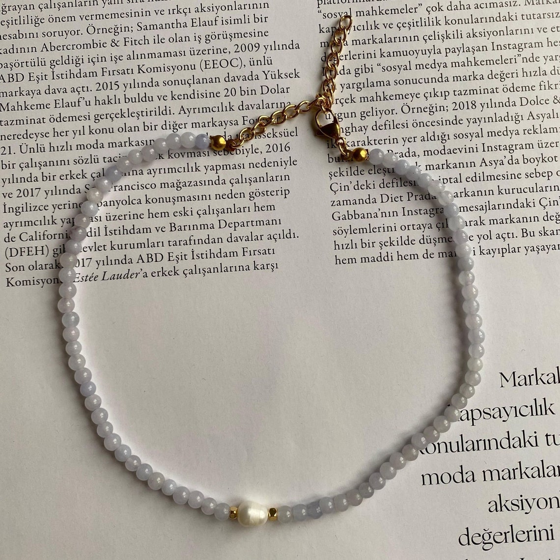 Tiny Bead& Real White Pearl Necklace, Minimalist Necklace, Beaded ...