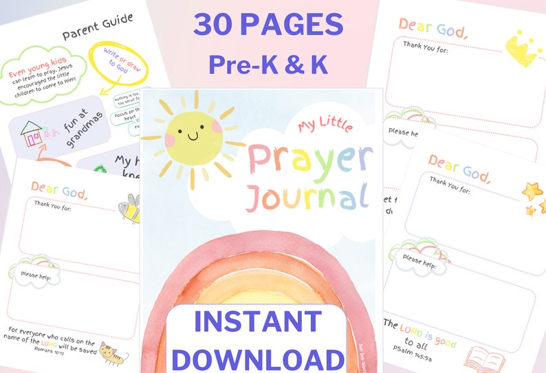 Little Kids Rainbow Prayer Journal Printable | Christian Preschool ...