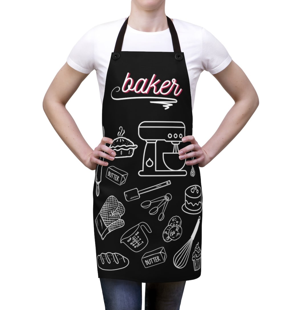 Baker Apron, Baker Essentials Smock, Black and White Novelty Apron ...