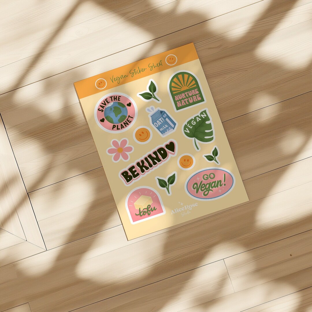 Vegan Eco Vinyl A5 Sticker Sheet, Illustration Stickers, Activism ...