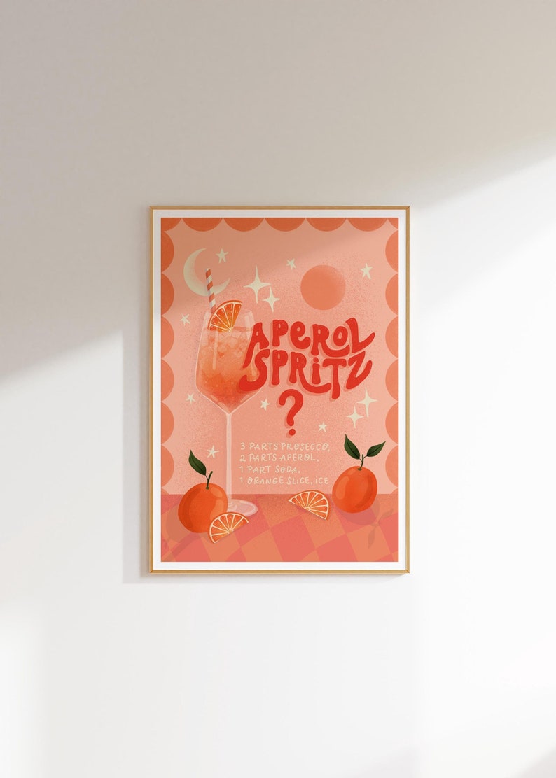 Aperol Spritz Art Print, Aperol Spritz Recipe Print, Kitchen Print ...