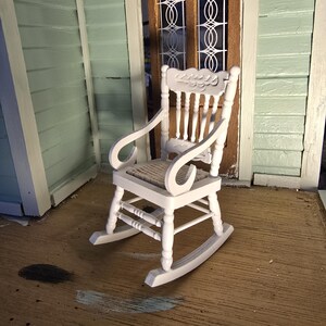 White Miniature Dollhouse Rocking Chair With Cane Seat 1:12 - Etsy