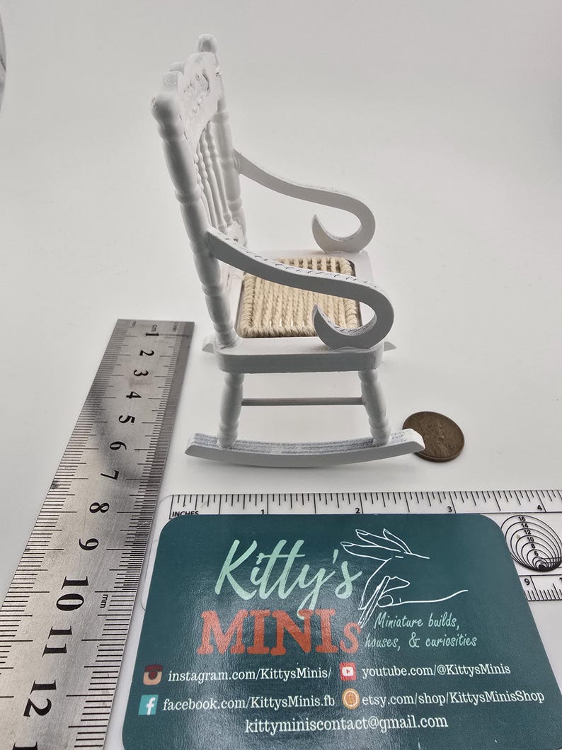White Miniature Dollhouse Rocking Chair With Cane Seat 1:12 - Etsy