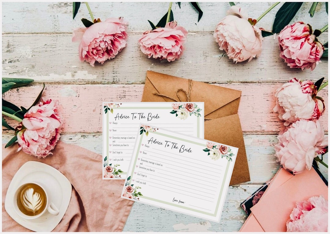 Printable Advice for the Bride Template, Bridal Shower Games, Fun Bride ...