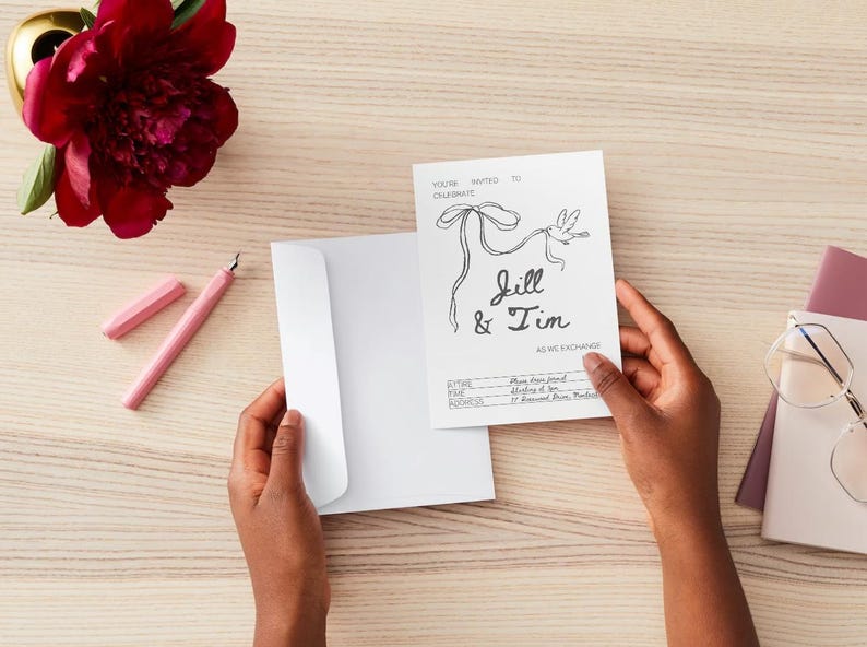 Hand Drawn Contemporary Wedding Invitation Suite Template - Etsy