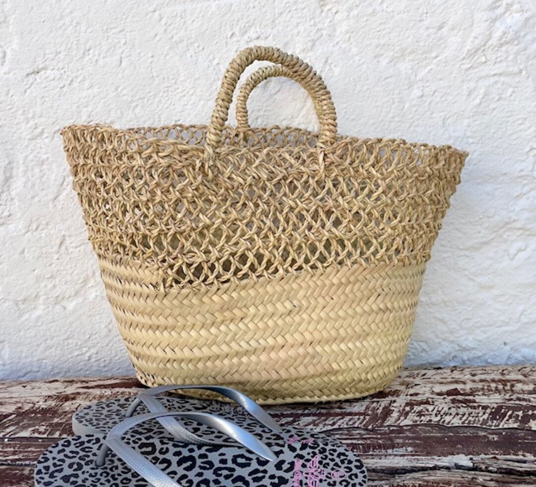 Hand Made Spanish Straw Tote Beach Bag - Etsy