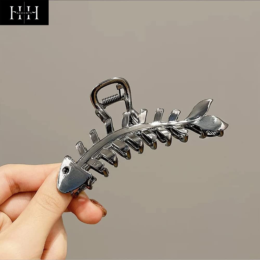 Fish Bone Hair Clip, Metal Hair Claw Clip, Large Vintage Hair Clip ...