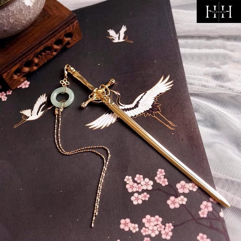 Elven Sword Hair Pin, Punk Tassel Hair Stick, Gothic Sword Bun Holder ...