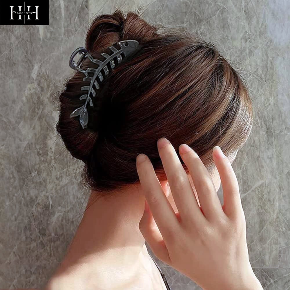 Fish Bone Hair Clip, Metal Hair Claw Clip, Large Vintage Hair Clip ...