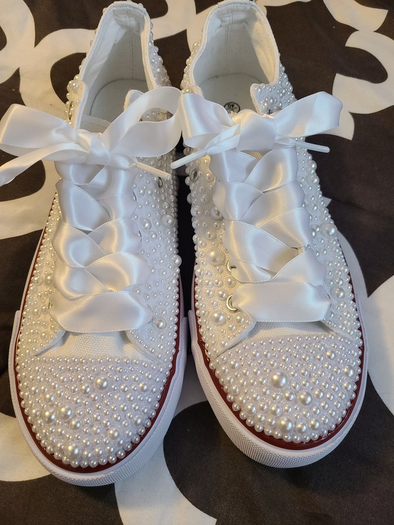 Bling Sneakers, Custom Shoes, Pearl Chucks, Wedding - Etsy
