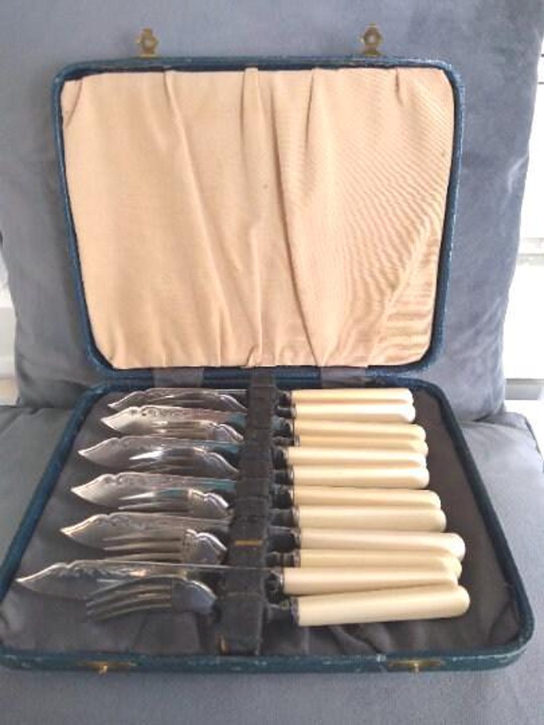 Cutlery. Set of Vintage Fish Knives and Forks in the Original Case - Etsy