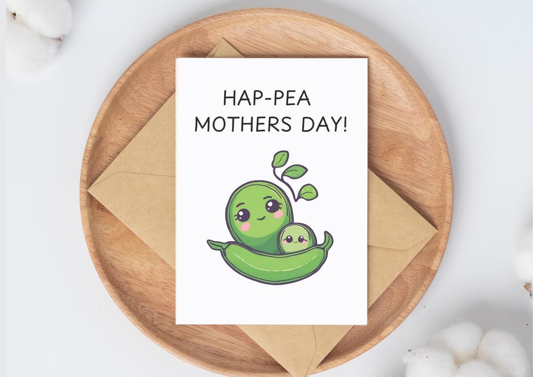 Hap-pea Mothers Day Printable 5" X 7" Digital Card Instant Download - Etsy