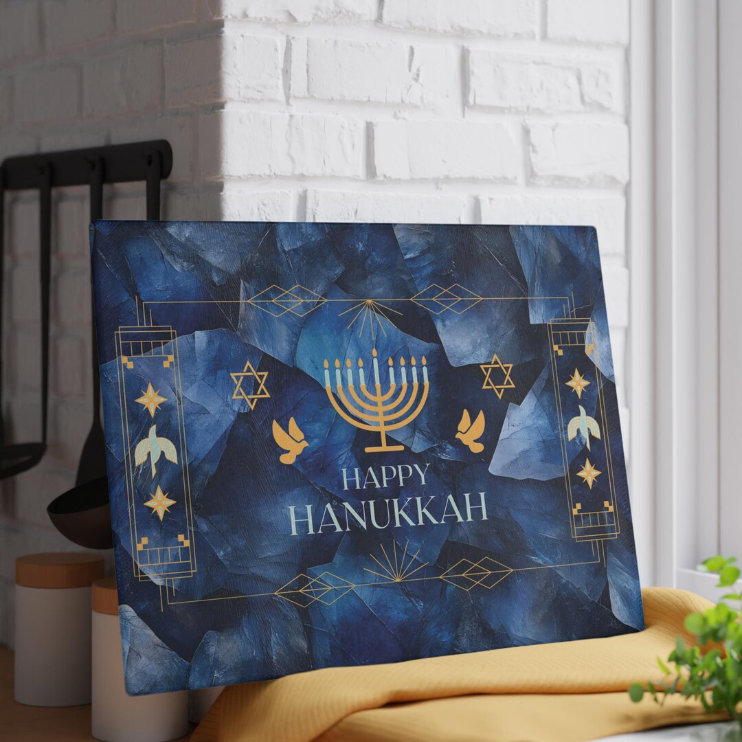 Happy Hanukkah Menorah Glass Drip Tray: Jewish Chanukah Judaica - Etsy