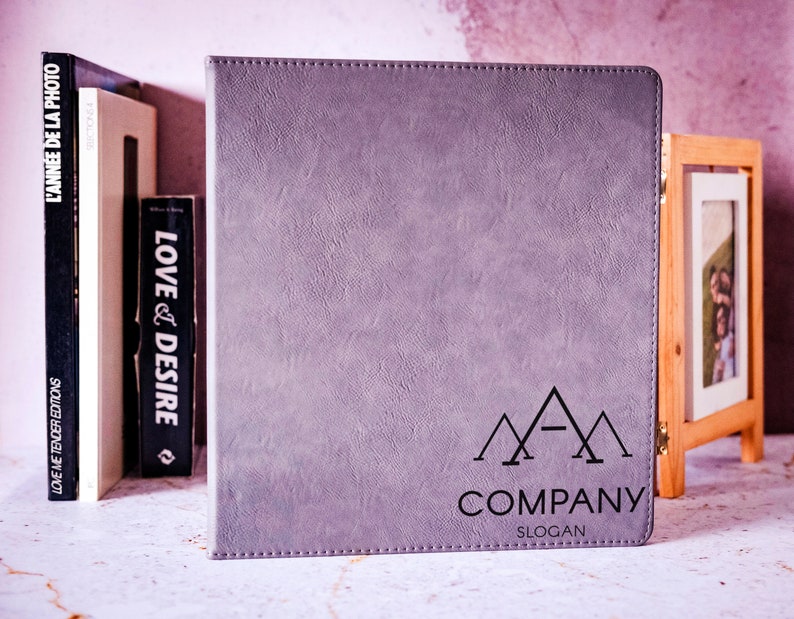 Company Logo Binder, Custom Binder, 3-ring Leather Binder, Wedding ...