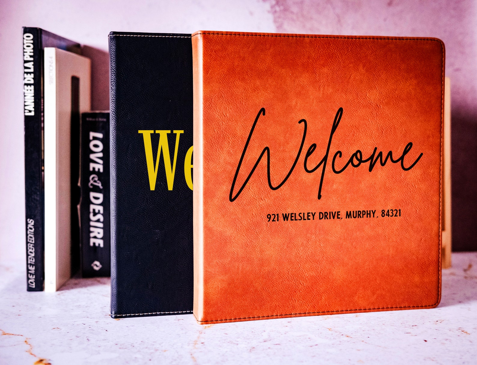Custom Airbnb Welcome Binder, Personalized Leather Binder, 3-ring ...
