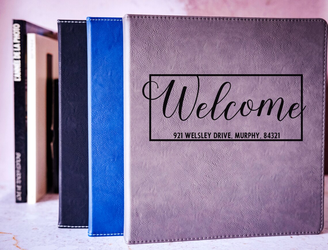 Custom Airbnb Welcome Binder, Personalized Leather Binder, 3-ring ...