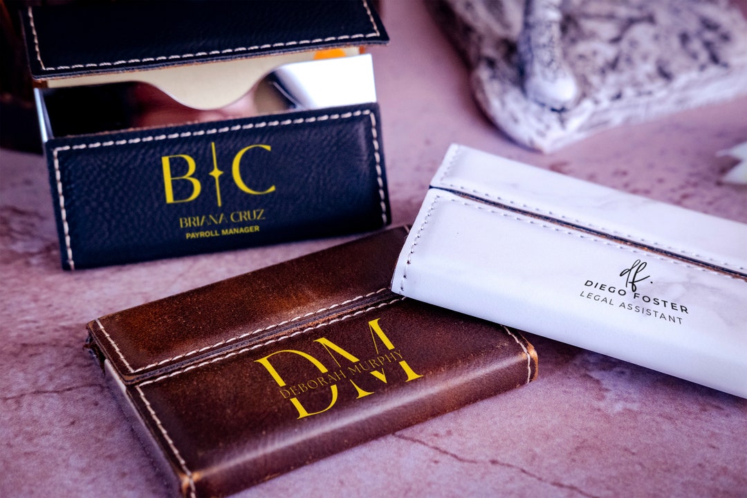 Business Card Holder, Custom Leather Card Case, Credit Card Holder ...