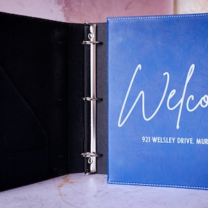 Custom Airbnb Welcome Binder, Personalized Leather Binder, 3-ring ...