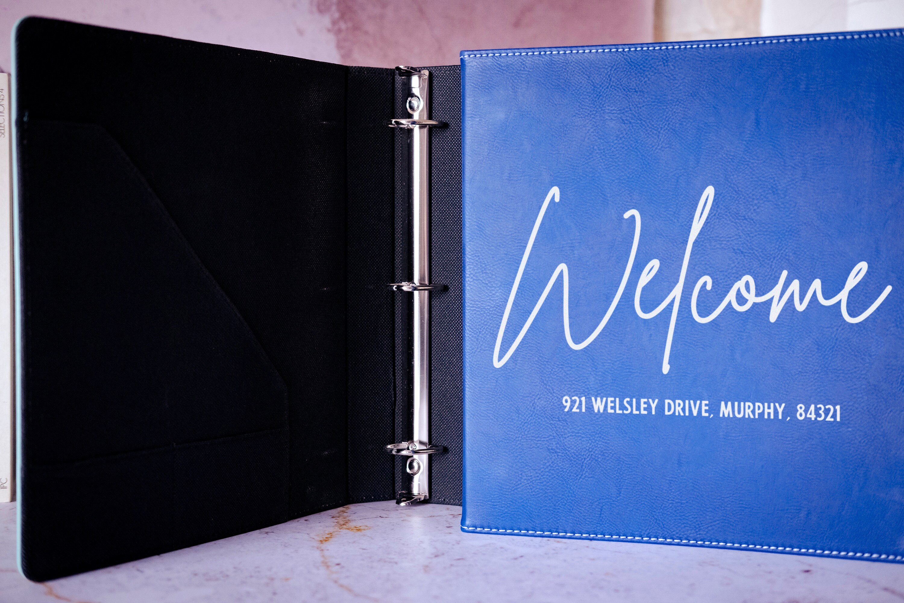 Custom Airbnb Welcome Binder, Personalized Leather Binder, 3-ring ...