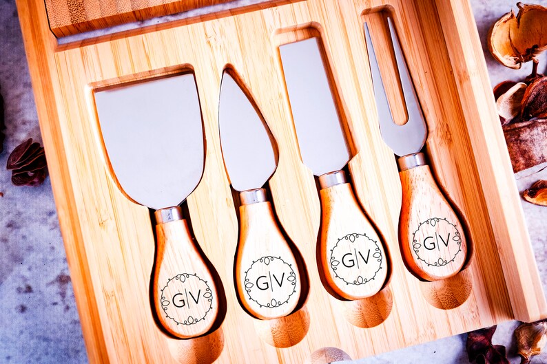Wooden Cheese Tool Set, Customized Cheese Knives Set, Mother's Day Gift ...