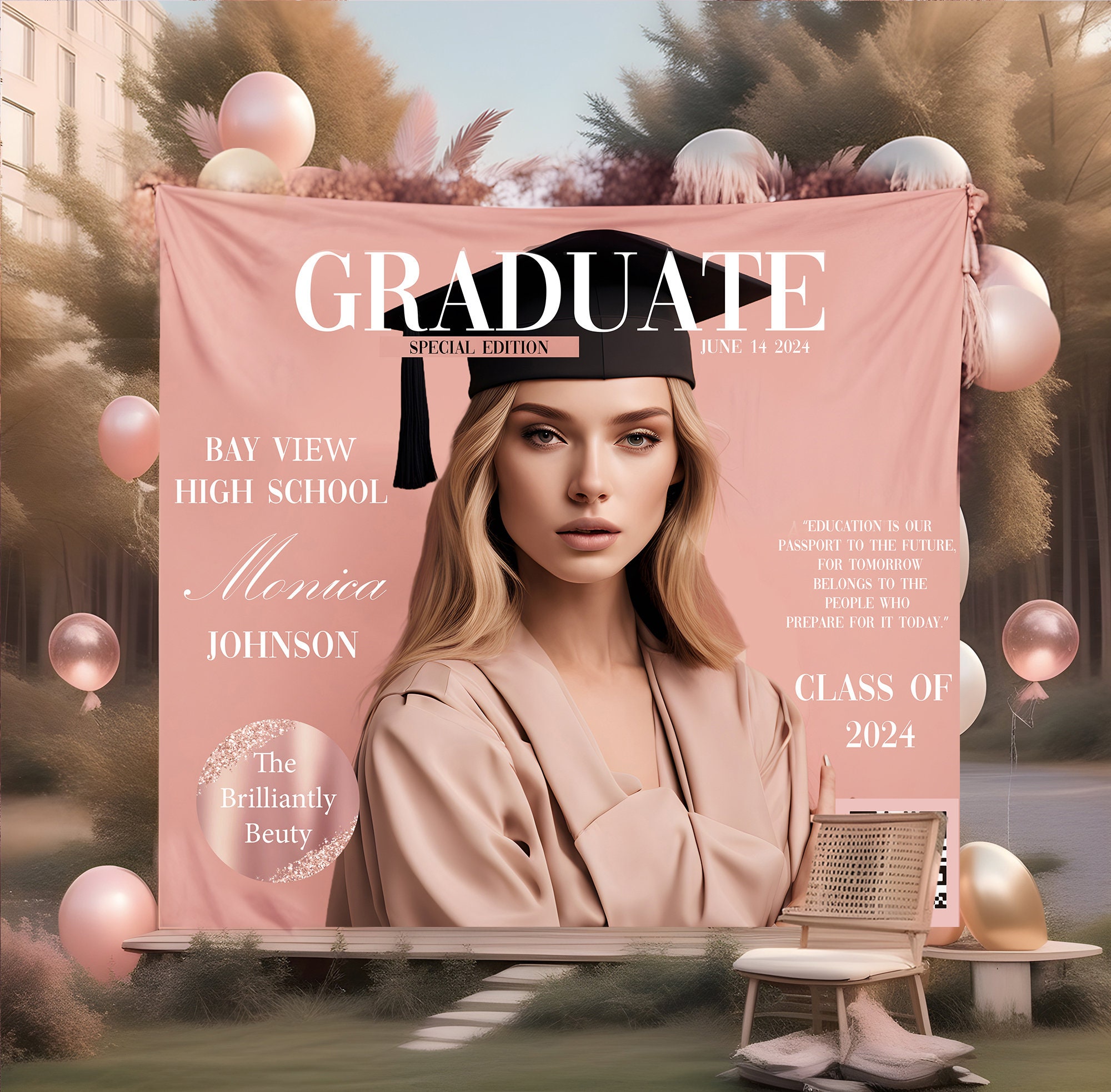 Graduation Backdrop, Custom Magazine Backdrop Banner, Personalized ...