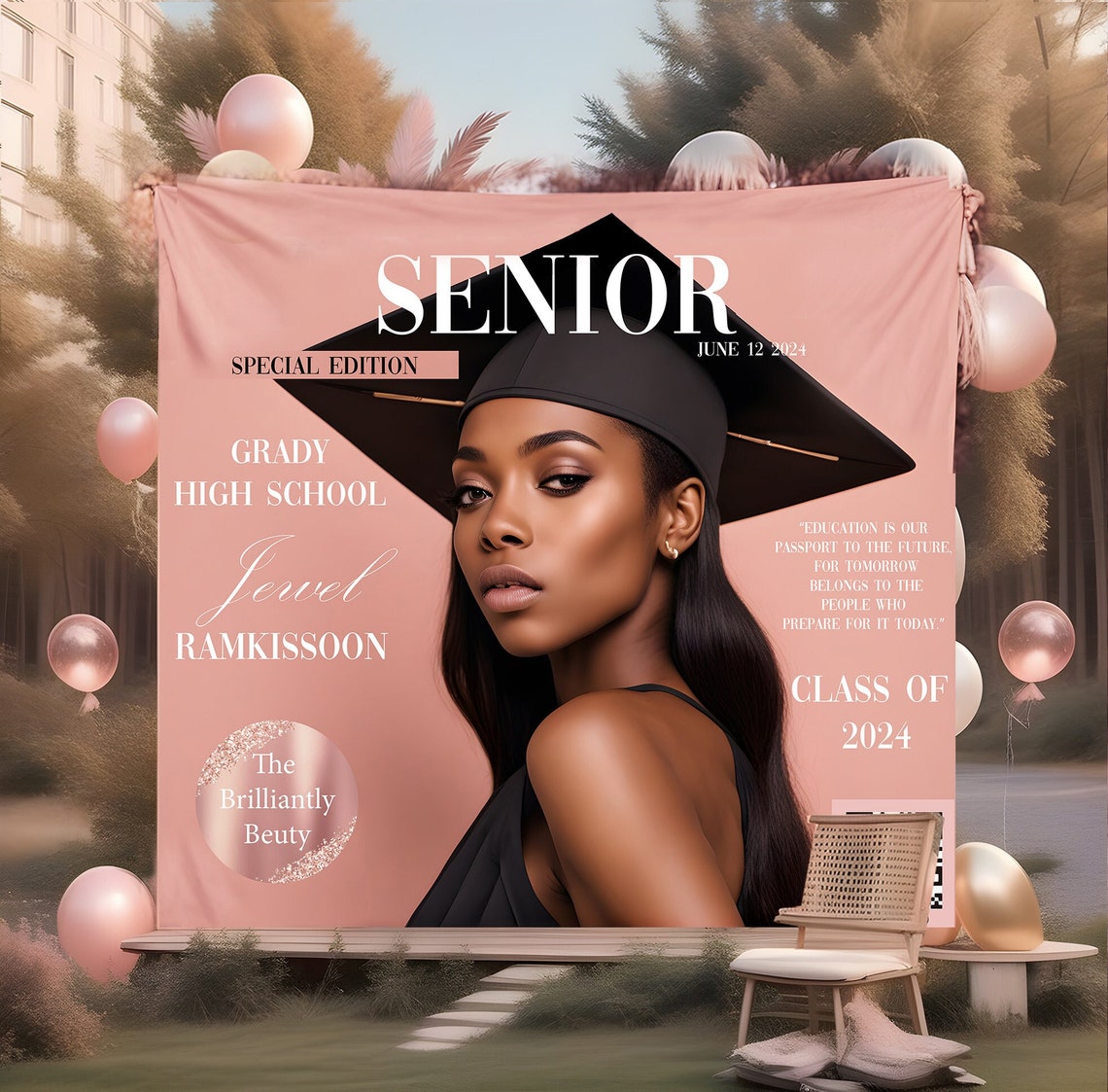 Graduation Backdrop, Custom Magazine Backdrop Banner, Personalized ...
