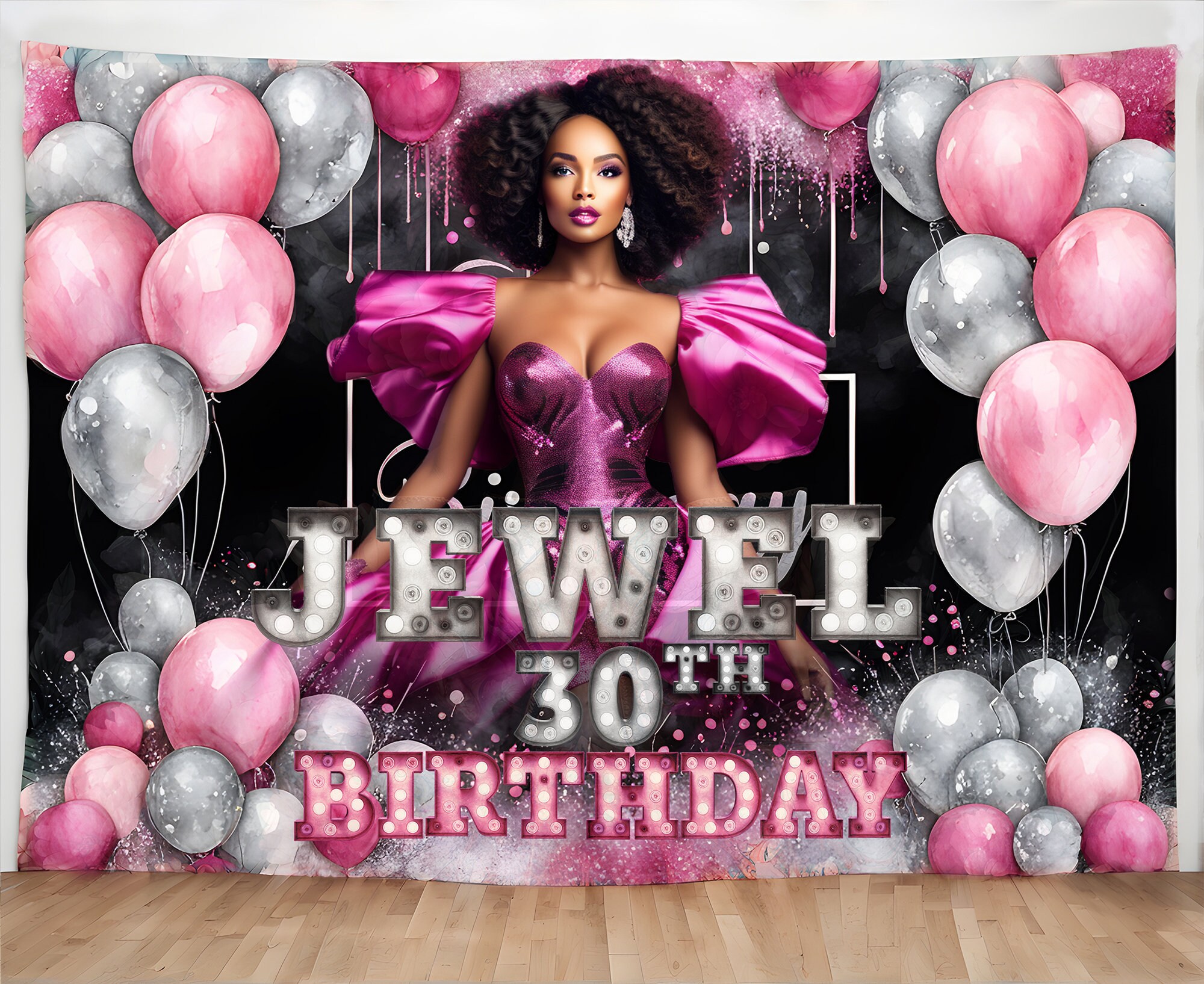 Custom Photo Birthday Backdrop, Party Sparkle Birthday Party Backdrop ...