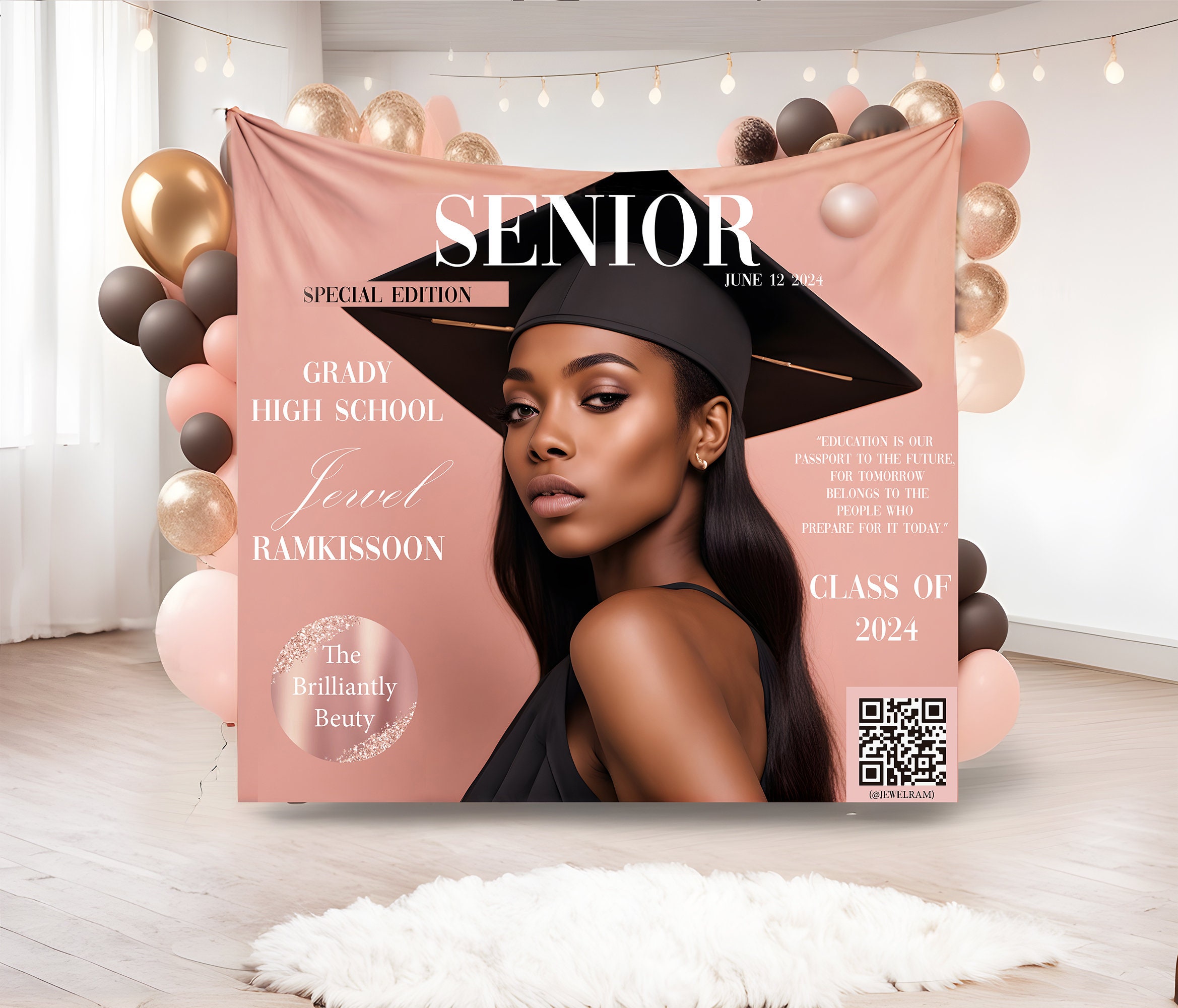 Graduation Backdrop, Custom Magazine Backdrop Banner, Personalized ...