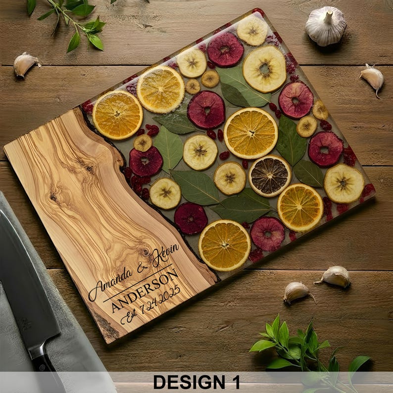 Personalized Glass Charcuterie Board Resin Wood Look Cutting Board ...