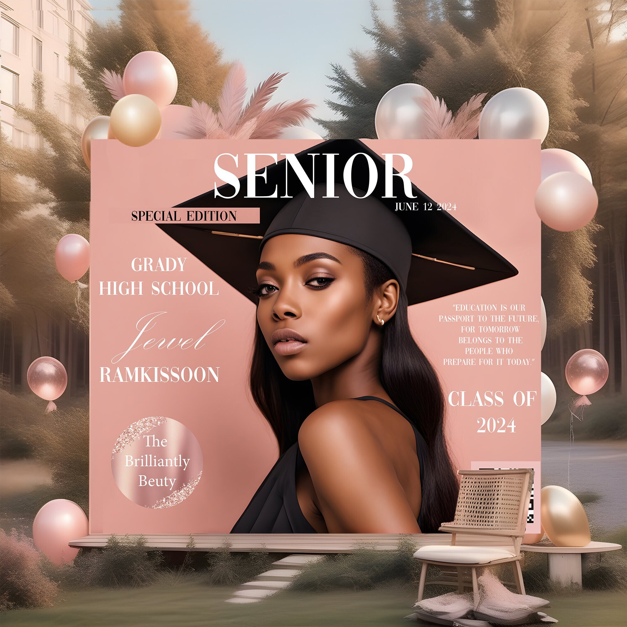 Graduation Backdrop, Custom Magazine Backdrop Banner, Personalized ...