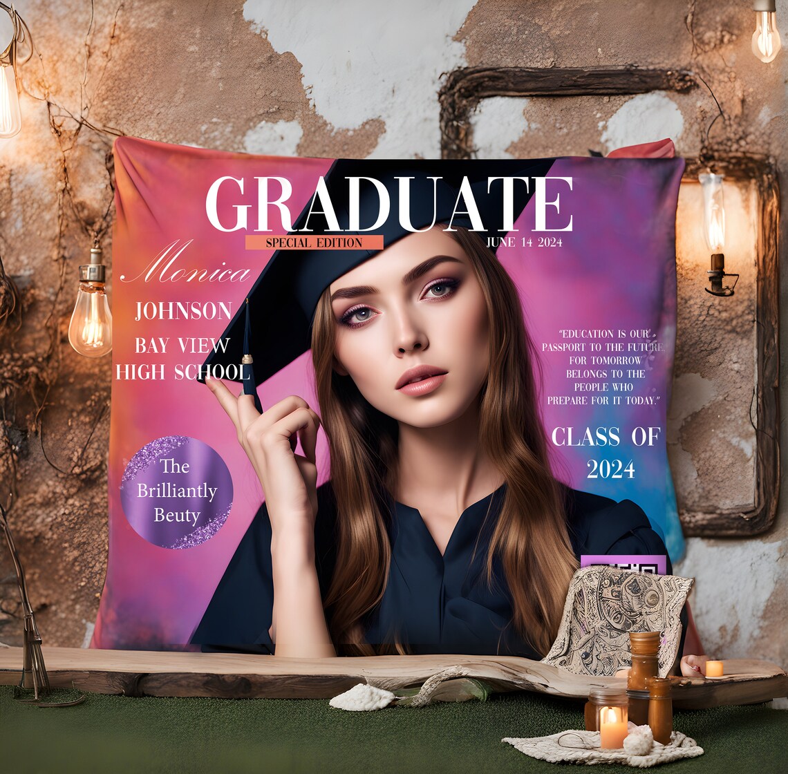 Graduation Backdrop, Custom Magazine Backdrop Banner, Personalized ...