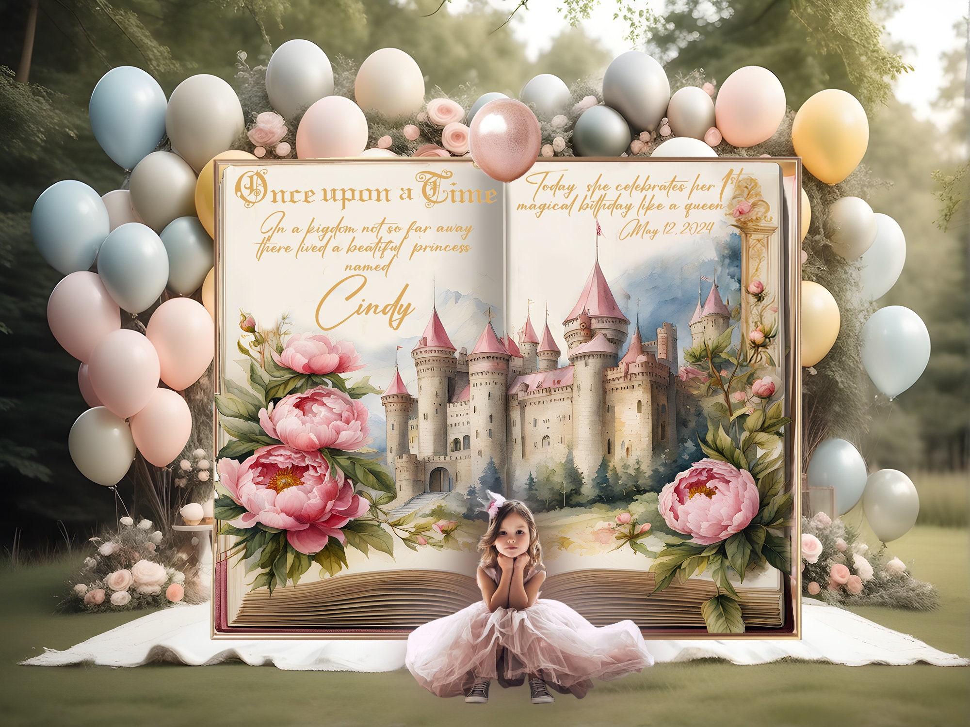Once Upon a Time Backdrop Princess Birthday Party Decoration Fairytale ...