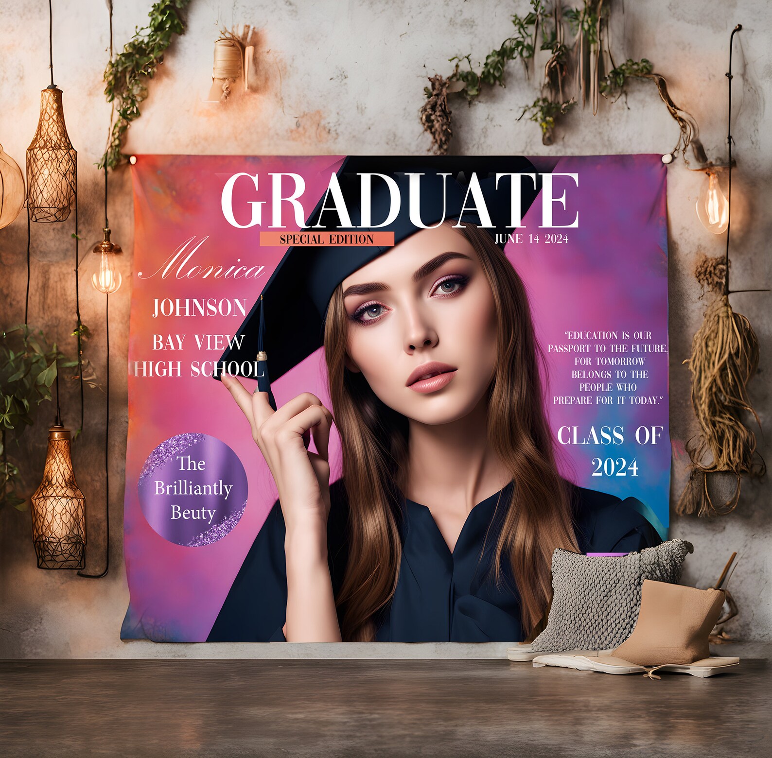 Graduation Backdrop, Custom Magazine Backdrop Banner, Personalized ...