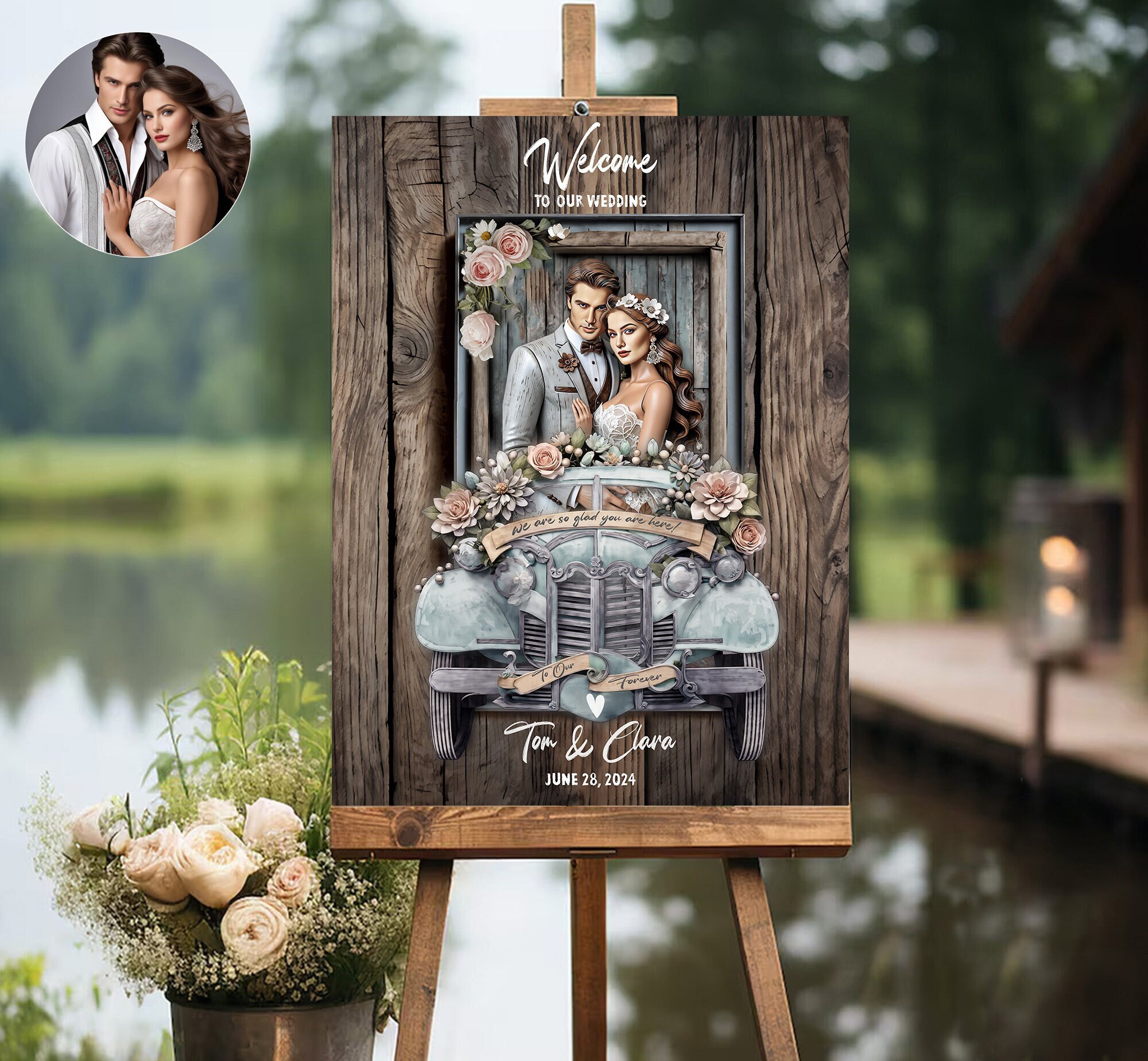 Wedding Welcome Sign With Photo Personalized Wedding Sign Welcome to ...