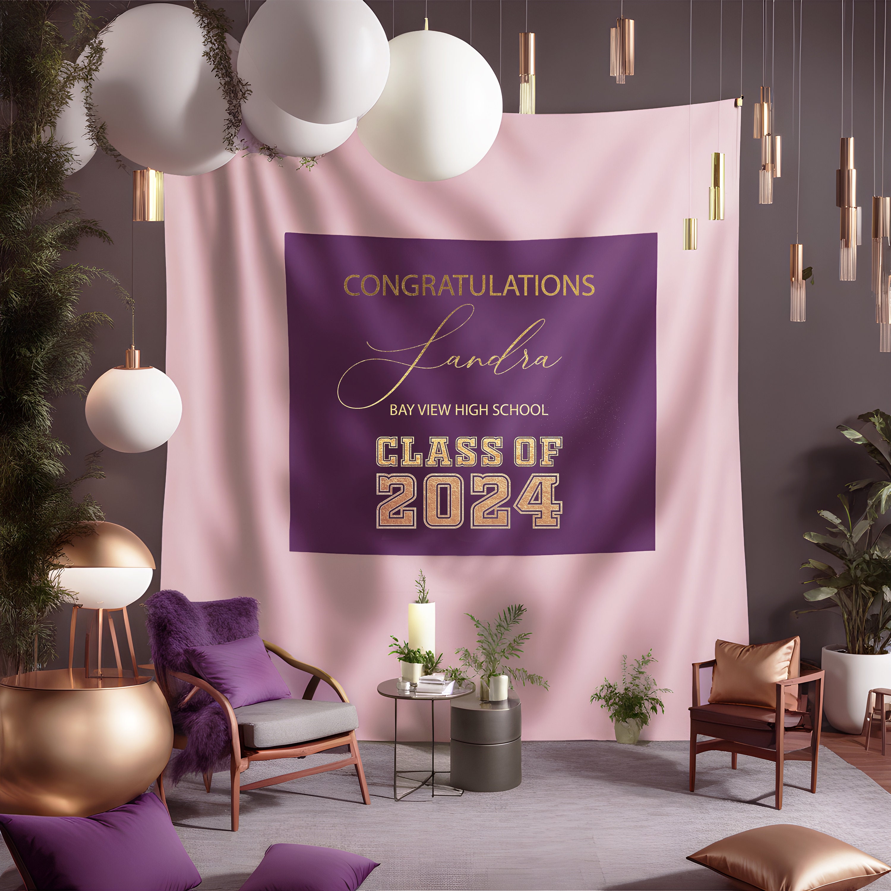 Class of 2024 Custom Graduation Party Backdrop, Personalized Congrats ...