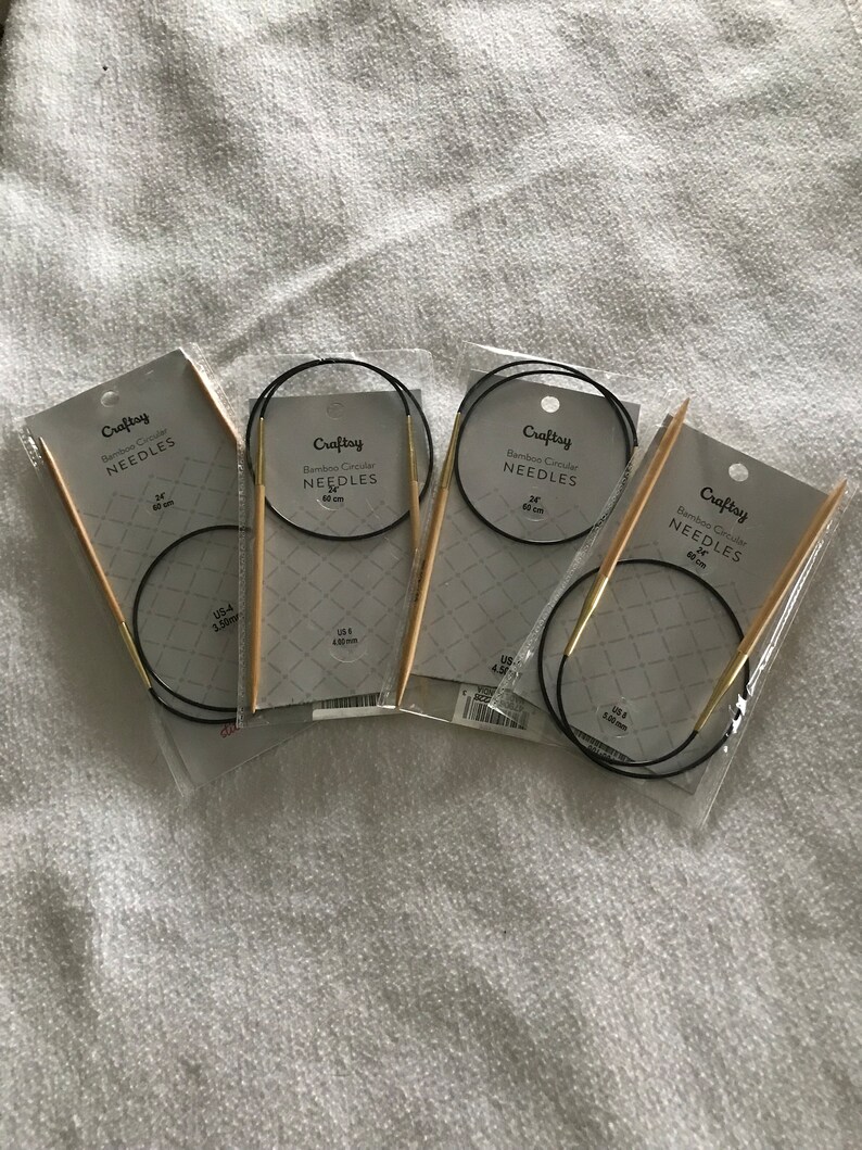 Craftsy Bamboo Circular Knitting Needles Sizes 4, 6, 7, 8 24 Inches ...